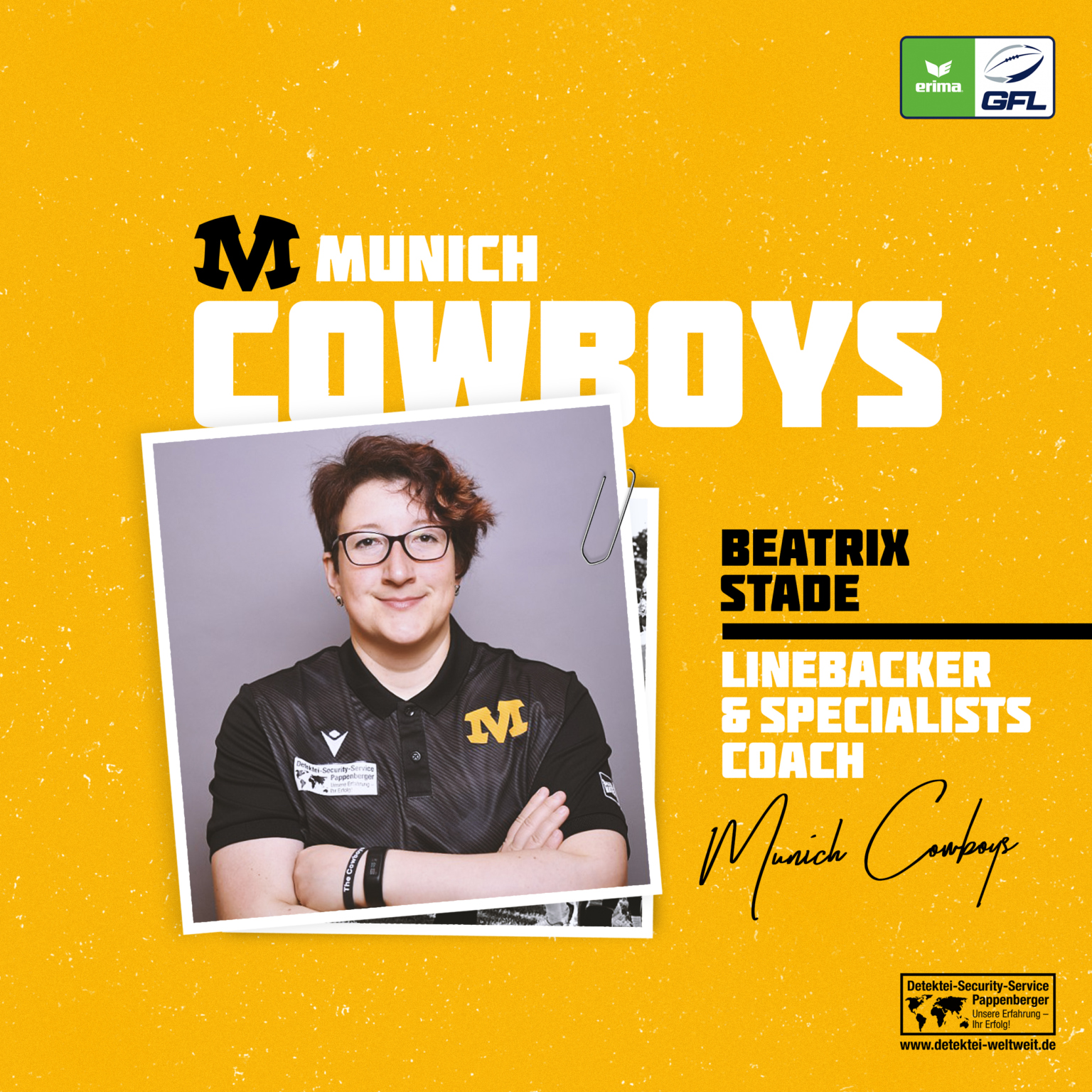 Munich Cowboys Coaches 2023 – LB und Specialists Coach Beatrix Stade ...