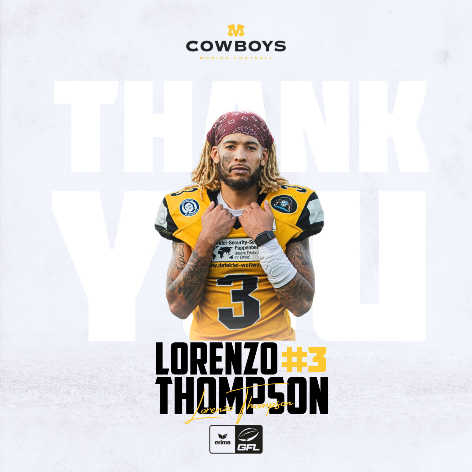 Thank you, Lorenzo Thompson! – Munich Cowboys
