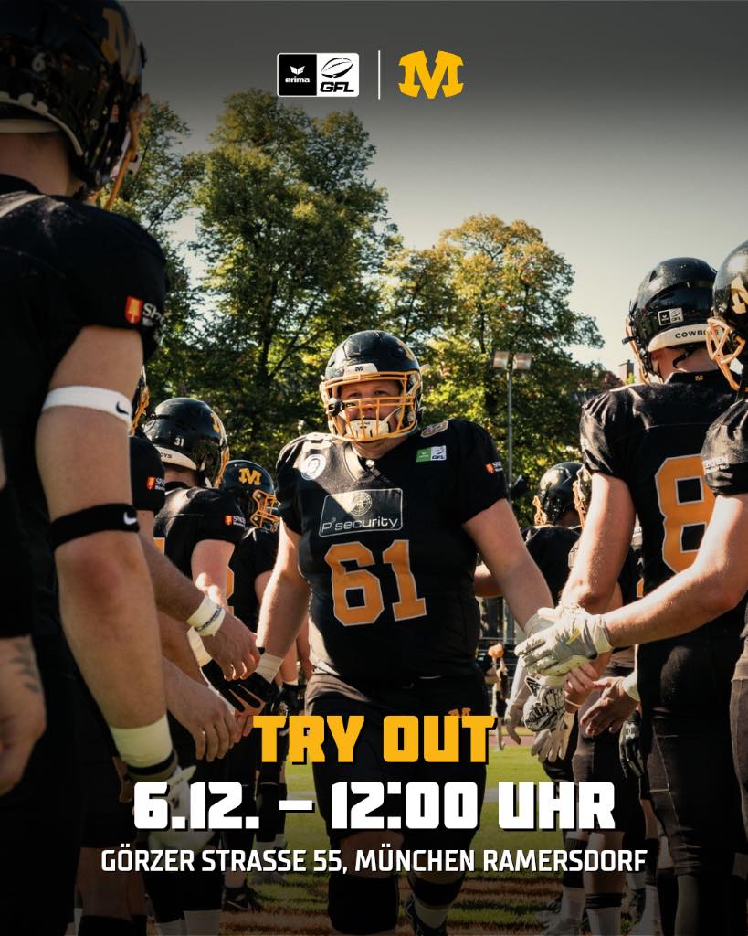 Try Out für beiden Seniors-Teams am 6.12. – Munich Cowboys